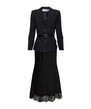 SELF-PORTRAIT Tailored Blazer Satin Midi Dress