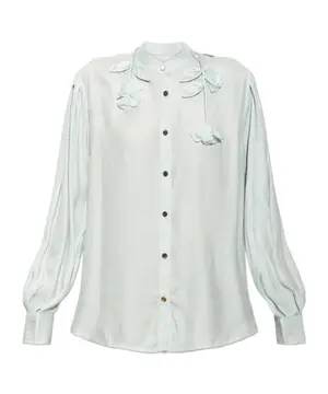 SELF-PORTRAIT Viscose Blouse - Light Blue