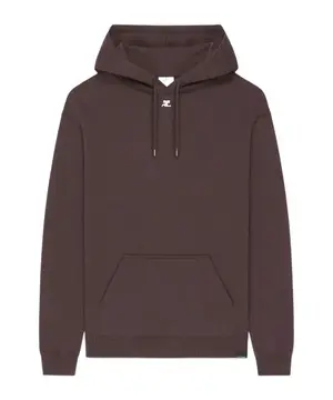 COURREGES Ac Logo-patch Drawstring Hoodie - Burnt Red