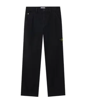 Stone Island Loose-fit Chino Trousers With Snap Pockets - Black
