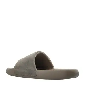Mcm Ultrasuede Slides With Embossed Logos - Beige