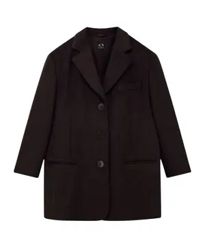 Armani Exchange Caban Coat In Wool Blend - Brown