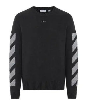Off-White Diagonals Fuzzy Knit Sweater - No