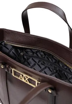 Armani Exchange Tote Bag With Dual Handles And Logo Plaque - Black