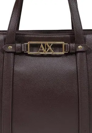 Armani Exchange Tote Bag With Dual Handles And Logo Plaque - Black