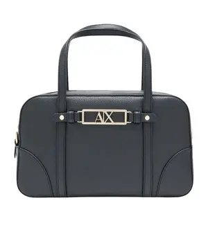 Armani Exchange Logo-plaque Leather Tote Bag - Black