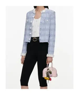 SELF-PORTRAIT Check Knit Beaded Jacket