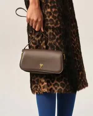 AMI Paris De Coeur Logo Detailed Crossbody Bag - Truffle