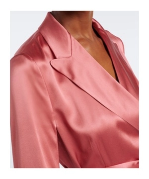 JOSEPH Archer Belted Silk Satin Jacket - Pink