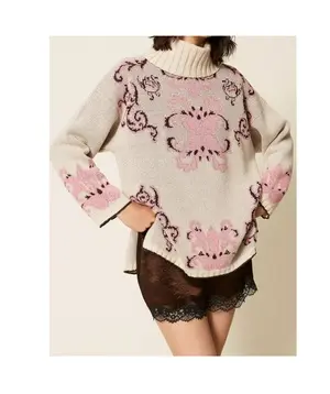 TWINSET Jacquard Wool-blend Knit Sweater