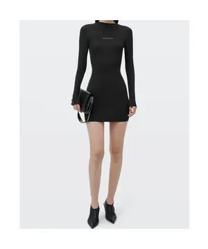 Alexander Wang Jacquard Logo Long Sleeve Crew Neck Dress