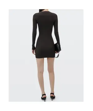 Alexander Wang Jacquard Logo Long Sleeve Crew Neck Dress