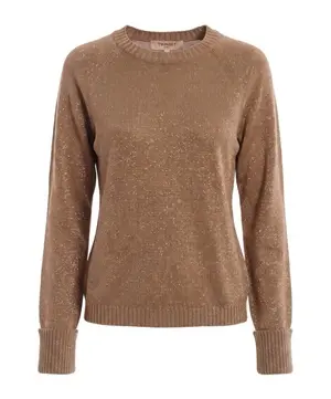TWINSET Ribbed-knit Crew-neck Top - Brown