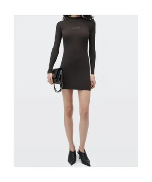 Alexander Wang Logo-print Ribbed-knit Mini Dress