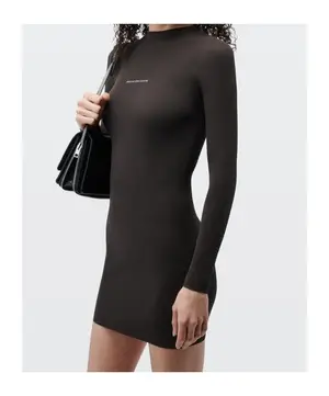 Alexander Wang Logo Long-sleeved Crewneck Mini Dress - No