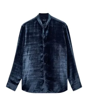 Giorgio Armani Shirt Regular Fit In Lightweight Viscose And Silk Velvet - Light Blue