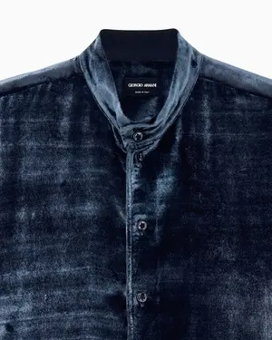 Giorgio Armani Stand-collar Long-sleeve Shirt - Light Blue