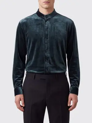 Giorgio Armani Stand-collar Long-sleeve Shirt - Light Blue
