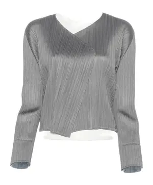 Issey Miyake Grey Pleated Long-sleeve Jacket