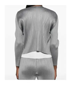 Issey Miyake Grey Pleated Long-sleeve Jacket