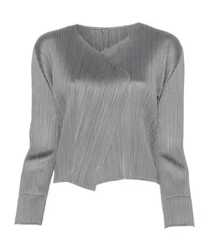 Issey Miyake Grey Pleated Long-sleeve Jacket