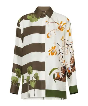 Loewe Printed Silk Long-sleeved Shirt - White