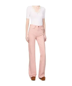 Chloé Fitted Cropped Bootcut Cotton Pants