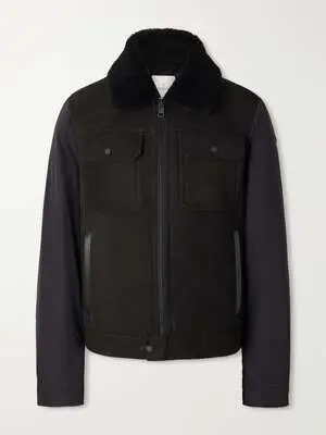 Moncler Zerique Shearling-trimmed Leather Jacket