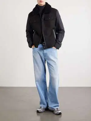 Moncler Zerique Shearling-trimmed Leather Jacket