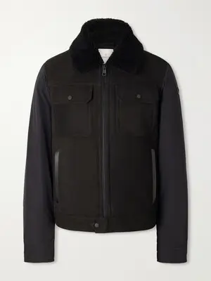 Moncler Zerique Shearling-trimmed Leather Jacket - Black