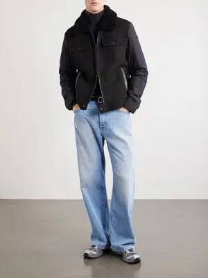 Moncler Zerique Shearling-trimmed Leather Jacket - Black