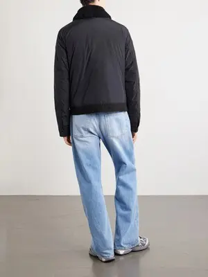 Moncler Zerique Shearling-trimmed Leather Jacket - Black