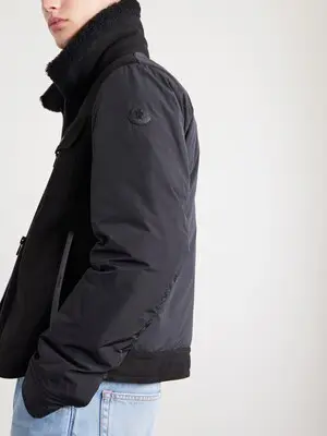 Moncler Zerique Shearling-trimmed Leather Jacket - Black