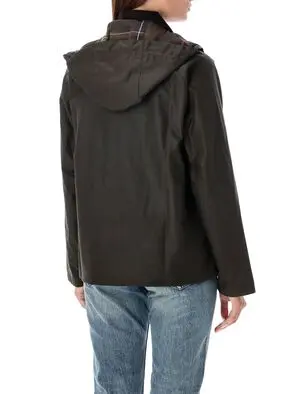Barbour Avon Hooded Waxed Jacket - Black