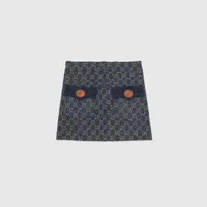Gucci Gg Jacquard Denim Skirt
