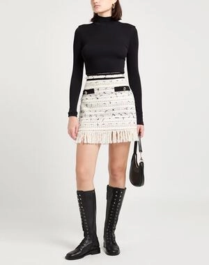 Liu Jo Cotton Flared Mini Skirt With Fringe Detail