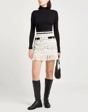 Liu Jo Cotton Flared Mini Skirt With Fringe Detail