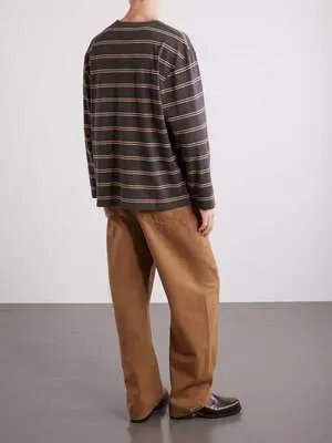 JIL SANDER Logo-embroidered Striped Cotton-jersey T-shirt