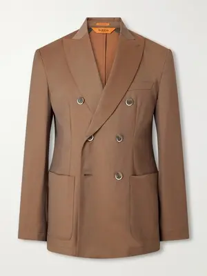Barena Venezia Double-breasted Virgin Wool Gabardine Suit Jacket