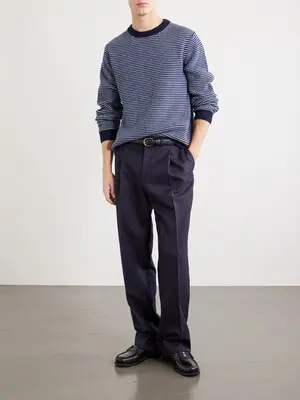 LARDINI Striped Wool And Cashmere-blend Sweater