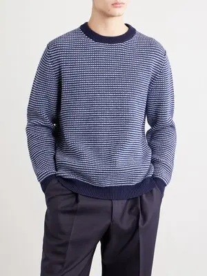 LARDINI Striped Wool And Cashmere-blend Sweater