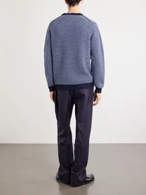 LARDINI Striped Wool And Cashmere-blend Sweater