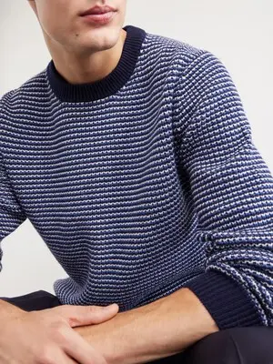 LARDINI Striped Wool And Cashmere-blend Sweater