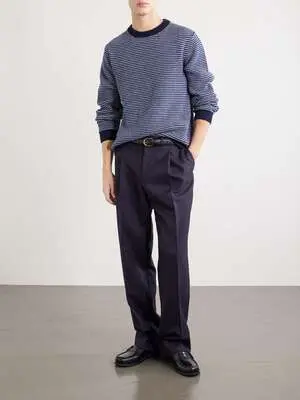 LARDINI Striped Wool And Cashmere-blend Sweater