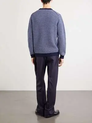 LARDINI Striped Wool And Cashmere-blend Sweater