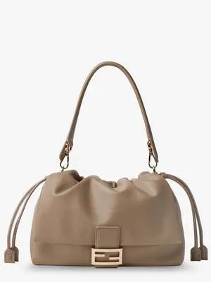 Fendi Baguette Soft Large Leather Bag - Beige