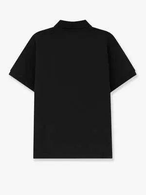 Saint Laurent Piqué Cotton Polo Shirt With Cassandre Embroidery - Black