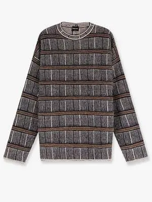 Giorgio Armani Striped Virgin Wool And Silk Oversized Crewneck Sweater
