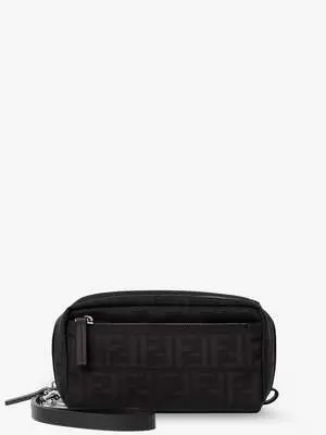Fendi Ff Zucca Jacquard Fabric Clutch Bag - Black