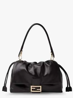 Fendi Baguette Soft Large Leather Bag - Black